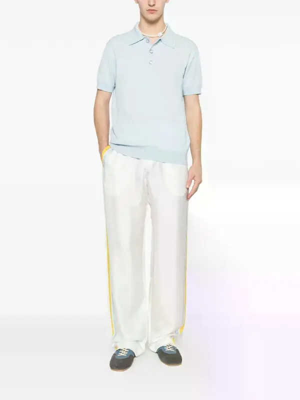 Casablanca Pointelle Monogram Polo Shirt - Blue