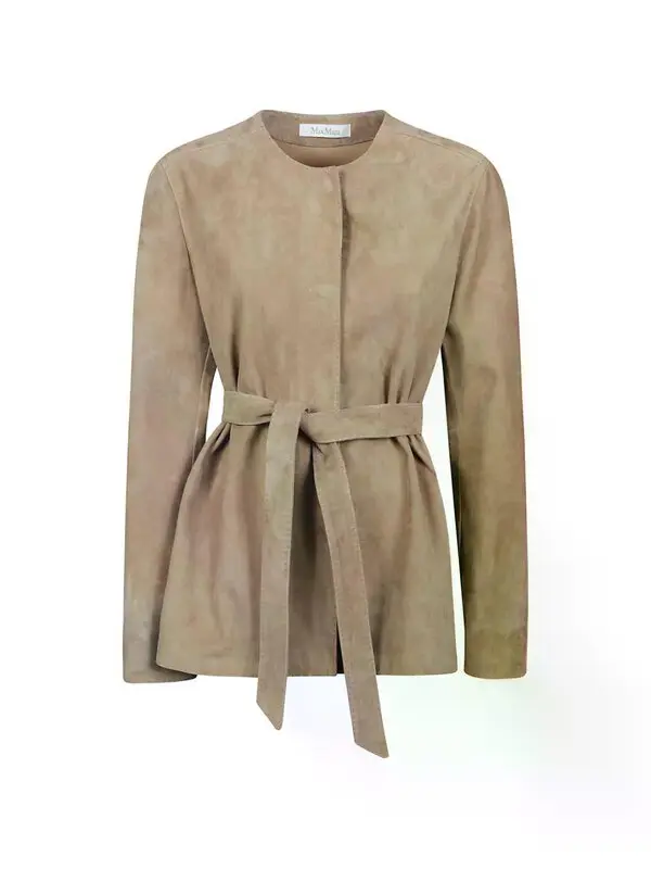 Max Mara Belted Suede Jacket - Neutrals