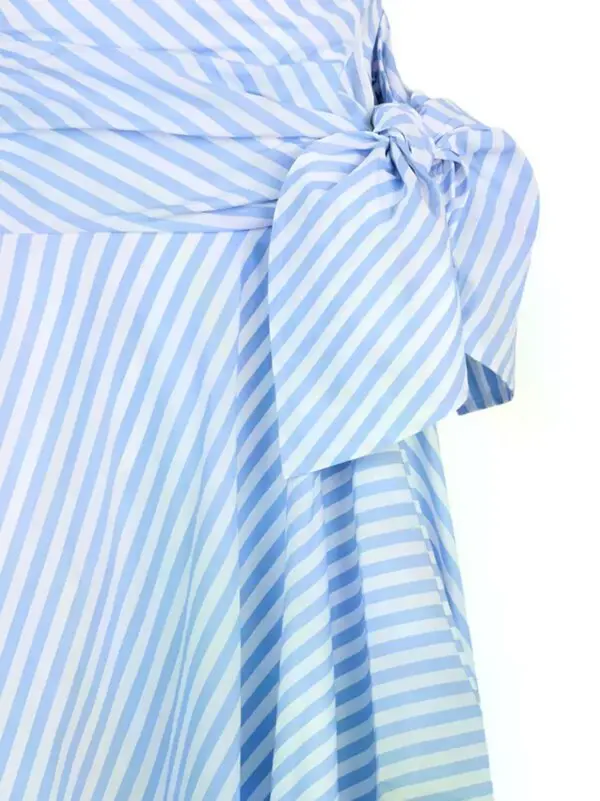 Monse Bow-drape Shirting Asymmetric Dress - Blue