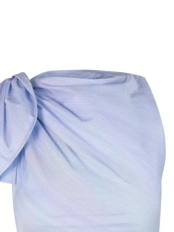 Monse Bow Drape Shirting Top - Blue