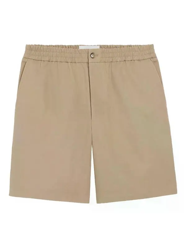 AMI Paris Cotton Gabardine Elasticated Waist Shorts - Brown