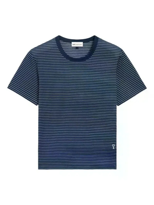 AMI Paris De Coeur Striped T-shirt - Blue