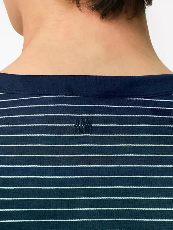 AMI Paris De Coeur Striped T-shirt - Blue
