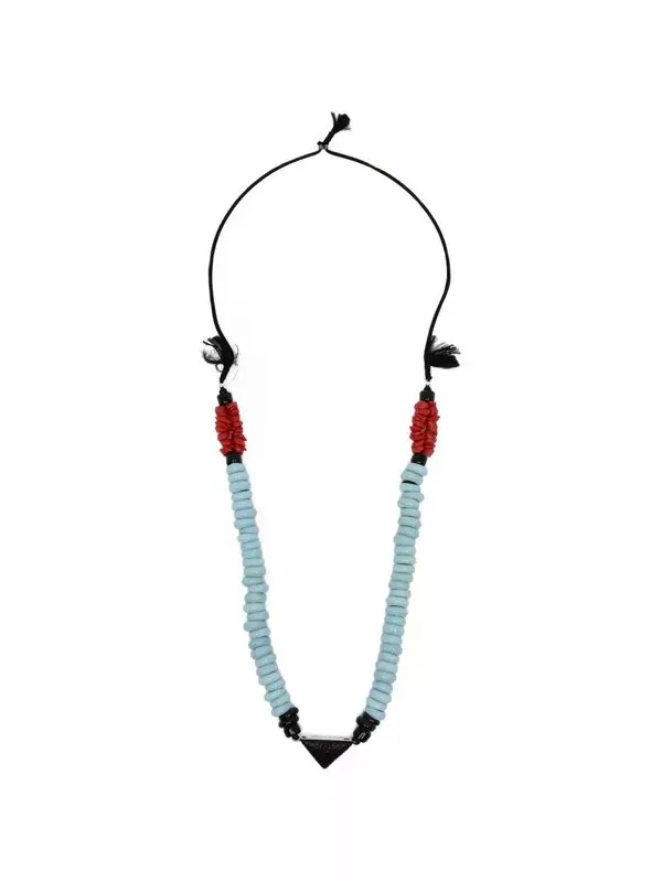 Toga Beaded Leather Necklace - Blue