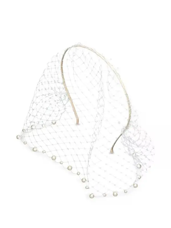 JENNIFER BEHR Perline Voilette Embellished Veil - White