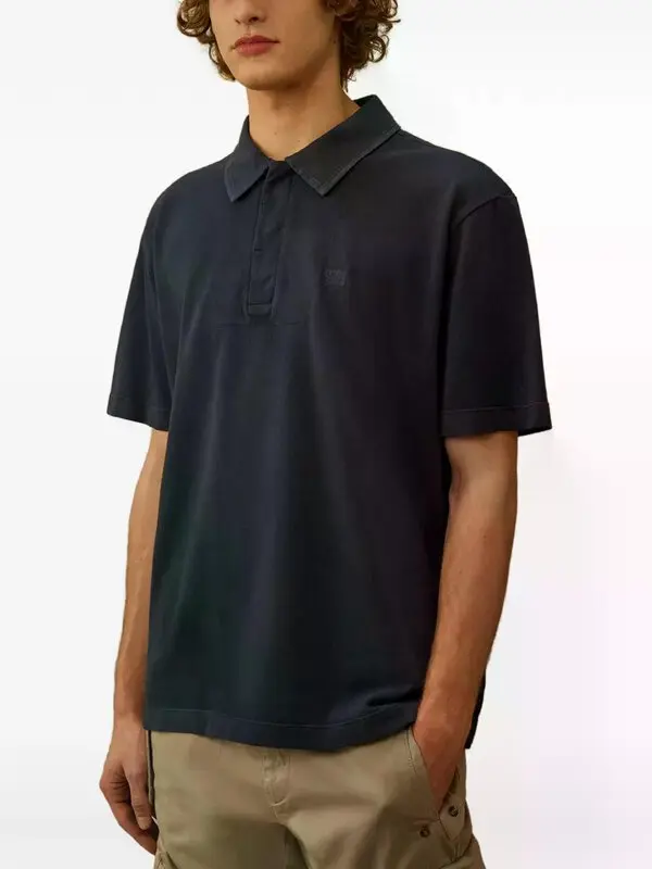 C.P. COMPANY Short-sleeve Logo-detail Polo Shirt - Blue