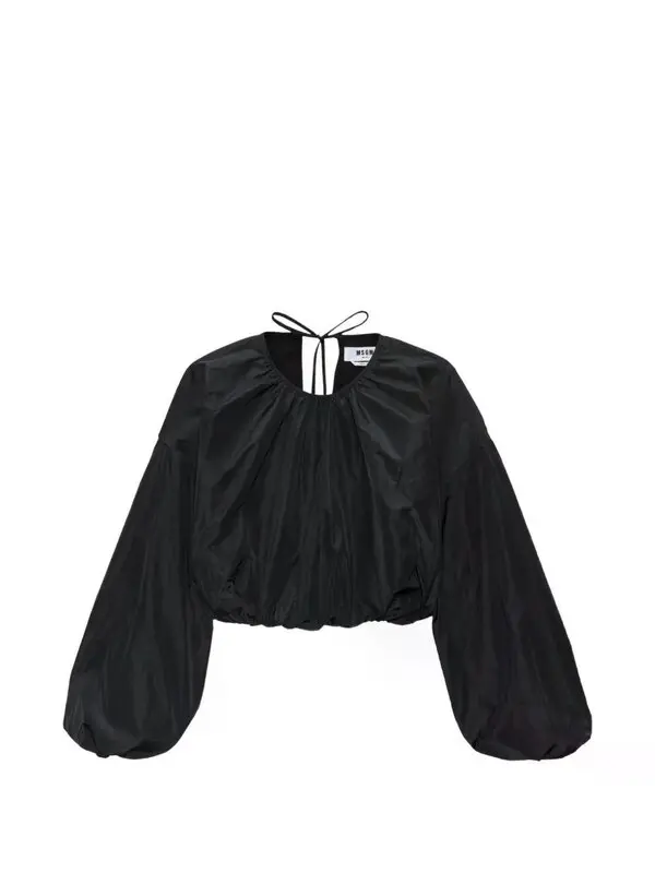 MSGM Gathered Balloon-sleeved Blouse - Black