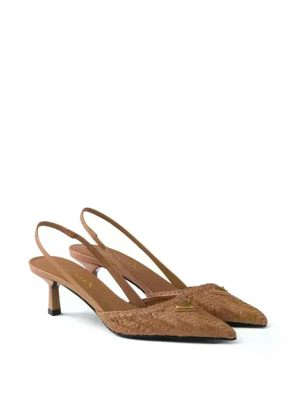 Prada Woven Leather Slingback Pumps