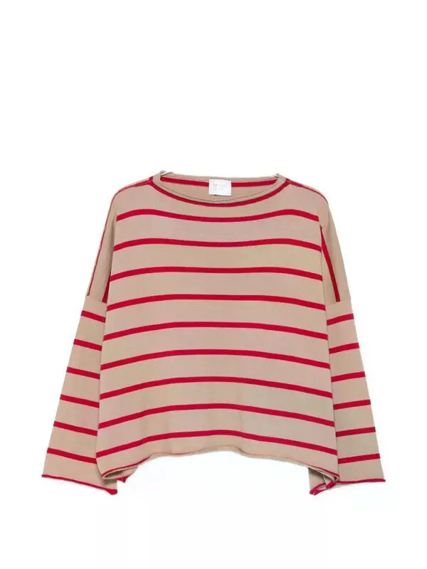 BEYOU Striped Round-neck Sweater - Neutrals