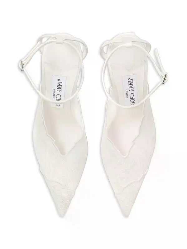 JIMMY CHOO Faiz 100 Ankle-strap Lace Pumps - White