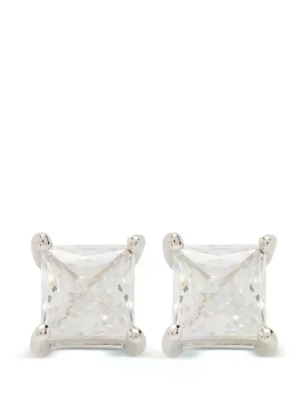 CERNUCCI Iced Micro Square Stud Earrings - Silver