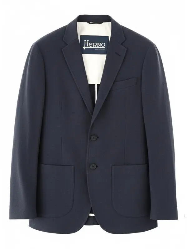 Herno Single-breasted Linen Jacket - Blue