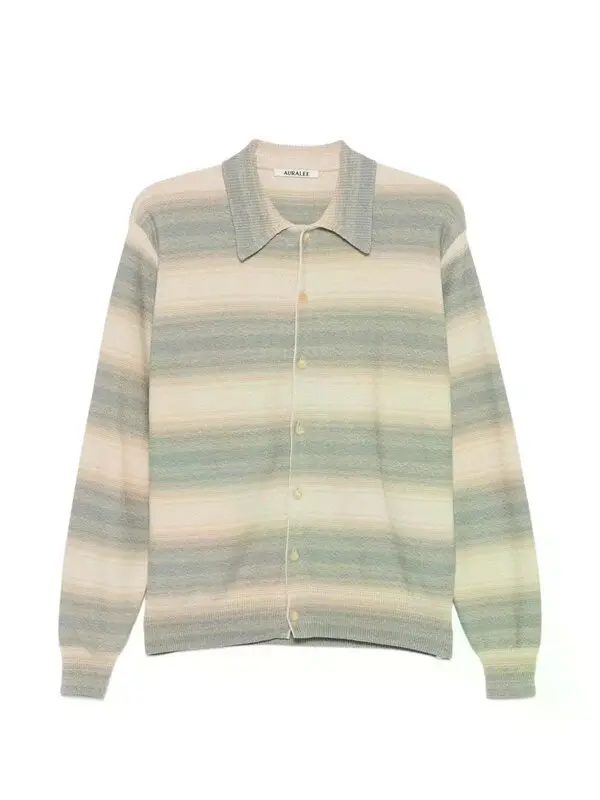 Auralee Stripe-pattern Knit Cardigan