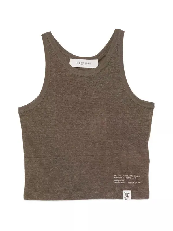 GOLDEN GOOSE Mara Text-print Tank Top - Brown