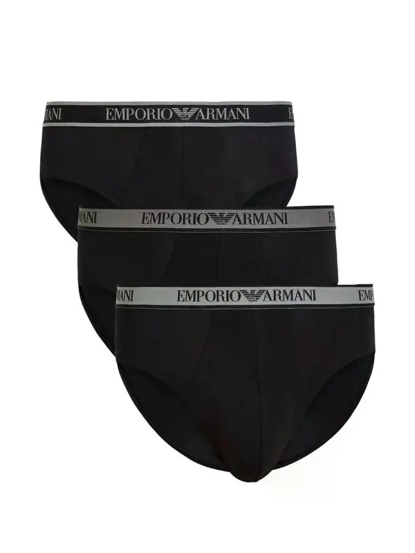 Emporio Armani Logo-waistband Briefs - Black