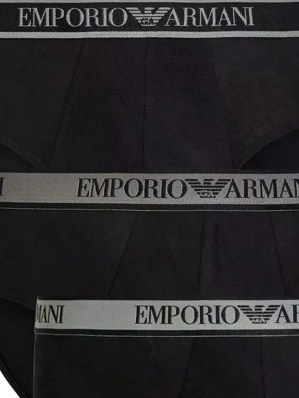 Emporio Armani Logo-waistband Briefs - Black