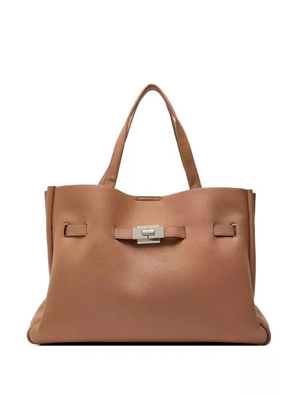 Dkny Top Handle Buckle Shoulder Bag - Brown