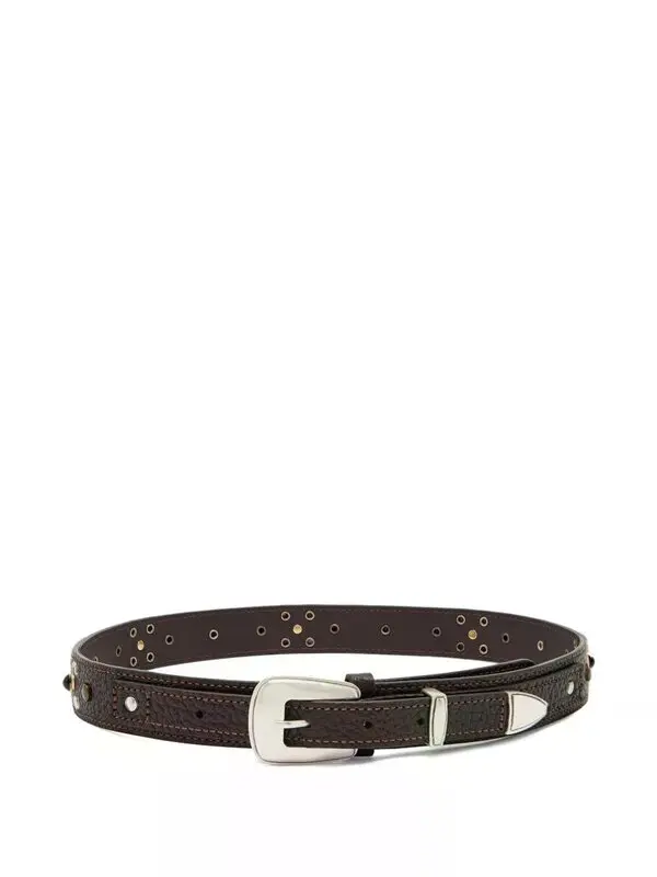 LEMAIRE Studded Grained-leather Belt - Brown