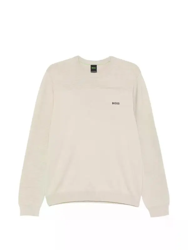 BOSS Ribbed Crew-neck Sweater - Neutrals