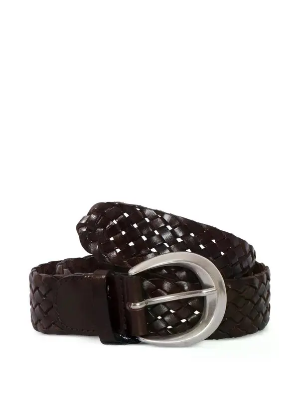 ORTIGNI Braided Leather Belt - Brown