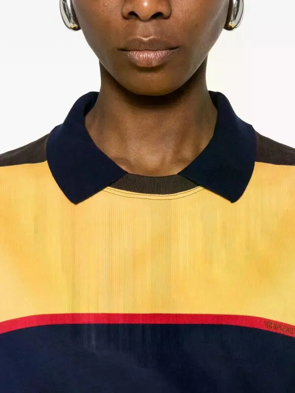 Versace Striped Point-collar T-shirt