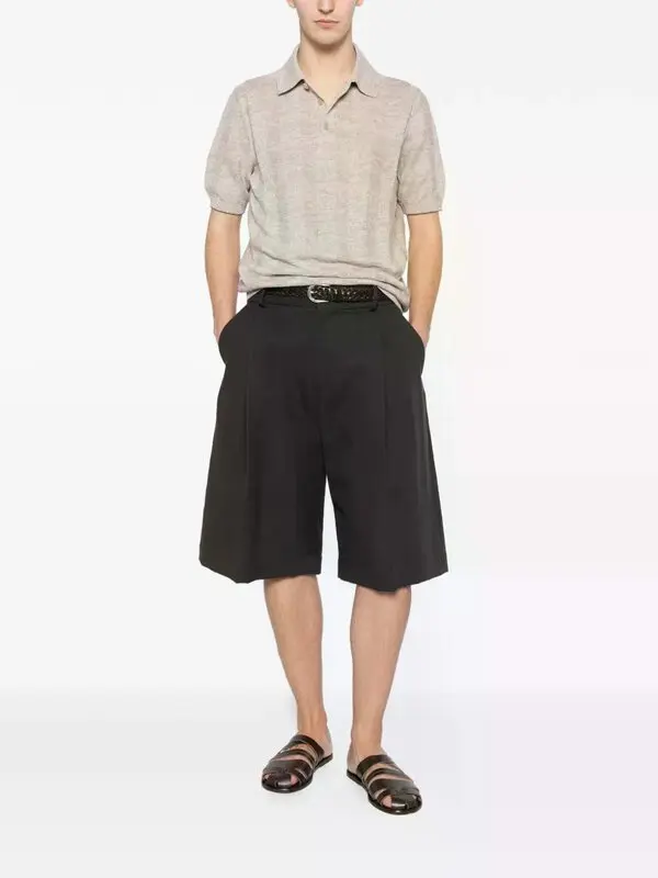Brunello Cucinelli Ribbed Button Polo Shirt - Neutrals
