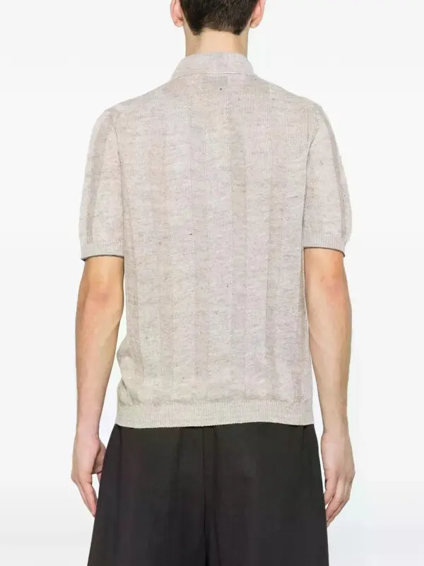 Brunello Cucinelli Ribbed Button Polo Shirt - Neutrals