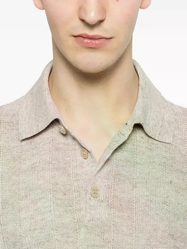 Brunello Cucinelli Ribbed Button Polo Shirt - Neutrals