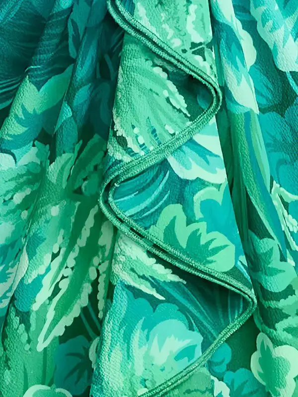 Tadashi Shoji Ruffled Floral Strapless Dress - Green