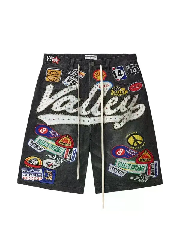 VALE FOREVER 1980s Appliqué-embellished Jorts - Black