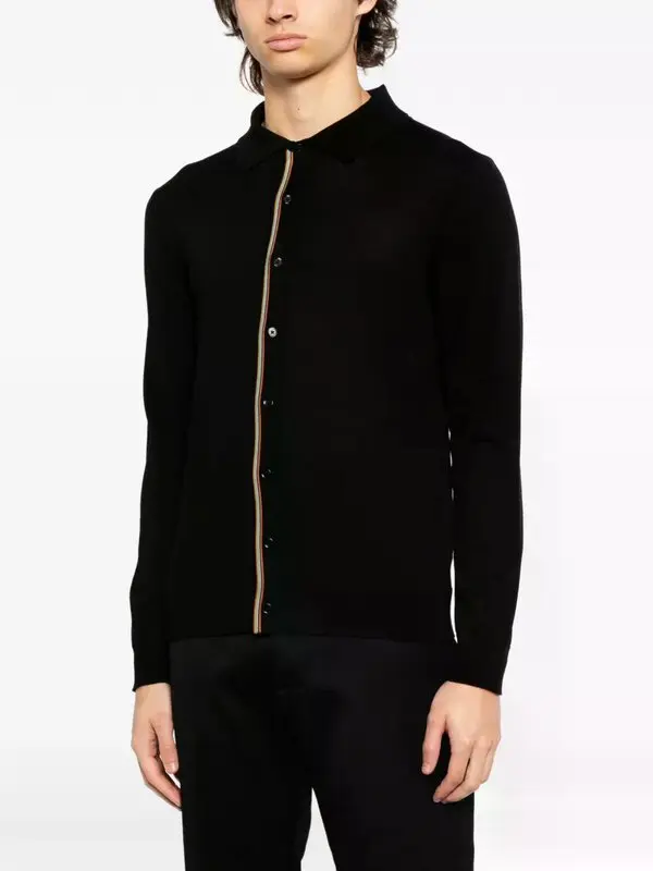 Paul Smith Striped Wool Cardigan - Black