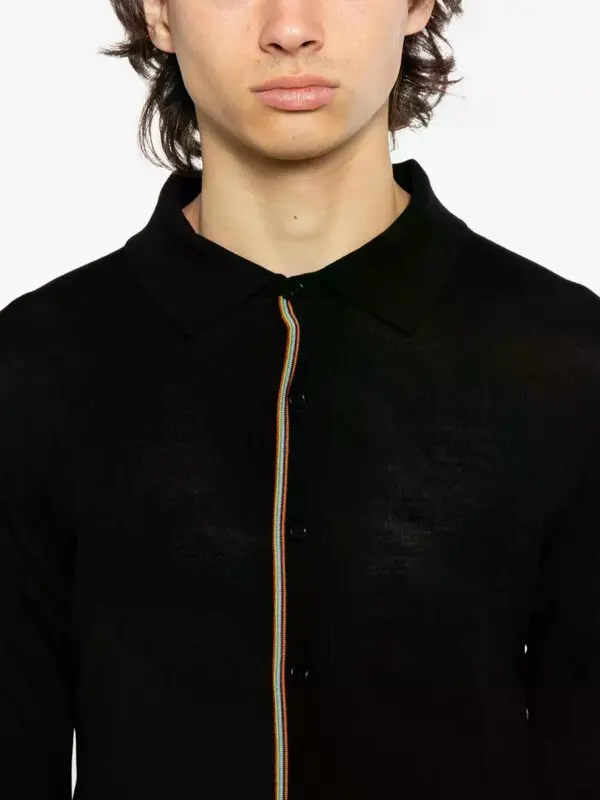 Paul Smith Striped Wool Cardigan - Black
