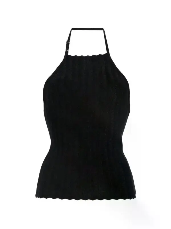 Jacquemus The Tablier Scalloped Halter Top - Black