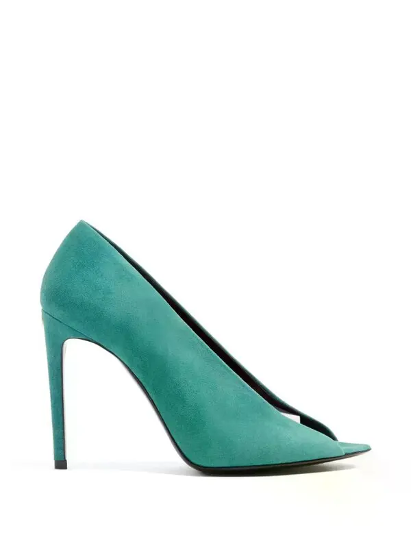 Valentino Garavani Open-toe Suede Pumps 105mm - Blue