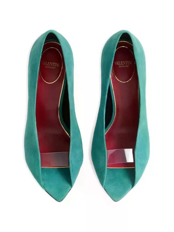 Valentino Garavani Open-toe Suede Pumps 105mm - Blue