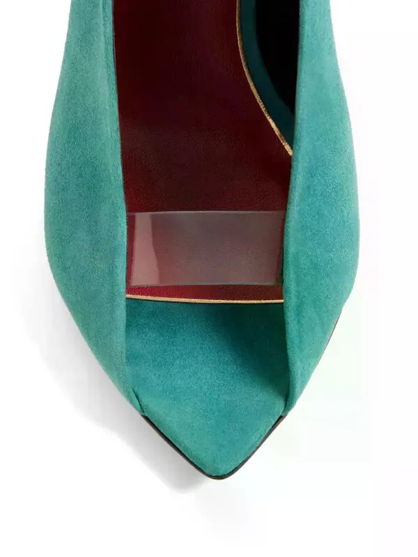 Valentino Garavani Open-toe Suede Pumps 105mm - Blue