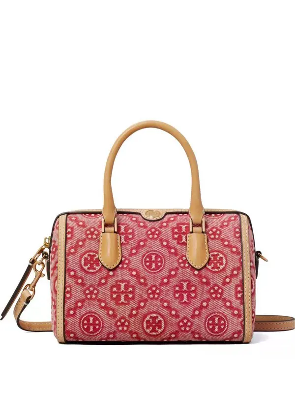 Tory Burch T Monogram Denim Petite Barrel Bag - Red