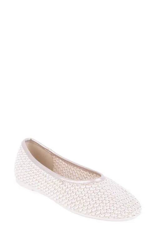 Tahari Woven Ballerina Flat - Beige/gold