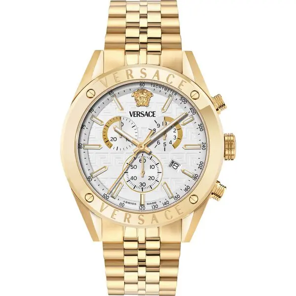 Versace Athletic Chronograph Bracelet Watch - White/gold
