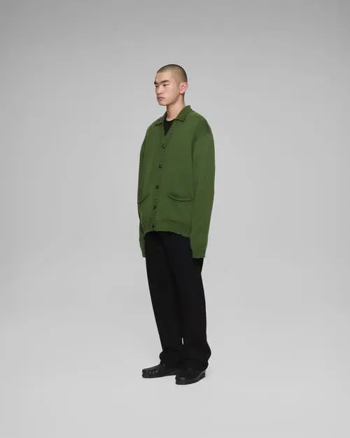 VOWELS Wool And Cashmere Blend Shirt Cardigan - Olive