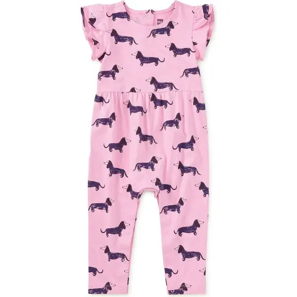 TEA COLLECTION Tulip Sleeve Baby Romper - Dachshunds