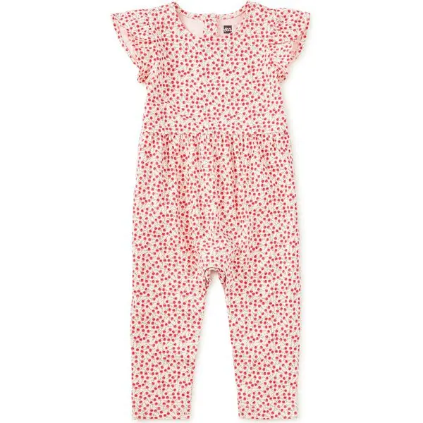 TEA COLLECTION Tulip Sleeve Baby Romper - Mini Rose Toss