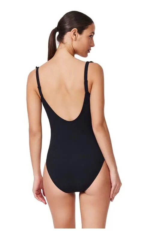 GOTTEX Bachelorette Square Neck Ruffle One Piece - Black