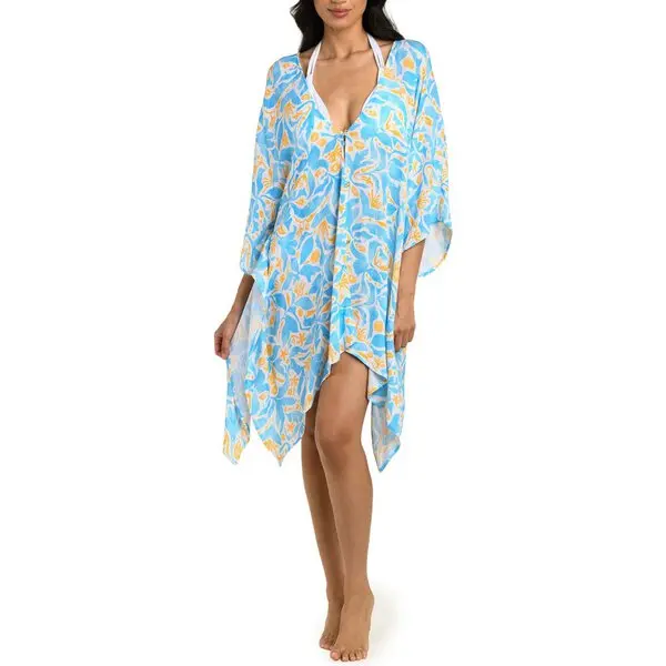 La Blanca Trinket V-neck Cover-up Caftan - Sky