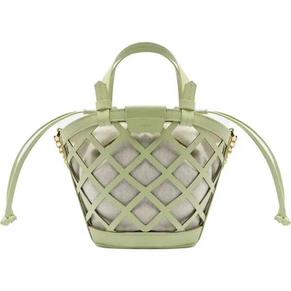 AREZZO Small Petra Leather Bucket Bag - Cotton Mint/natural