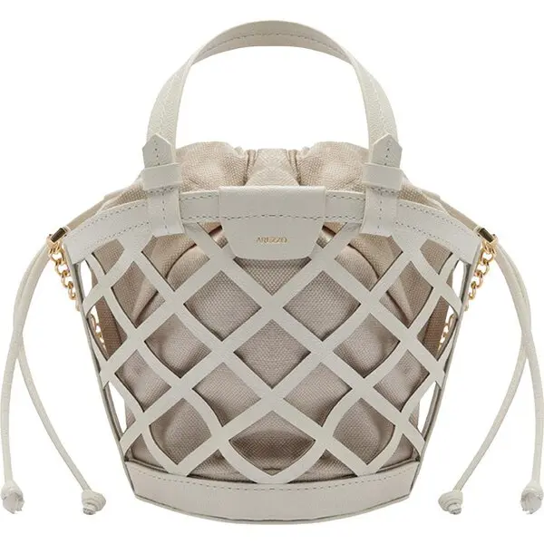 AREZZO Small Petra Leather Bucket Bag - Crema White/natural