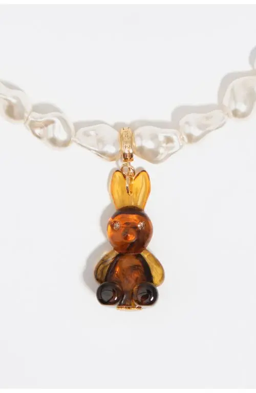 Bimba Y Lola Resin Rabbit And Pearl Necklace