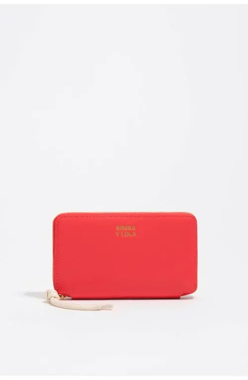 Bimba Y Lola Medium Leather Horizontal Wallet - Bright Red