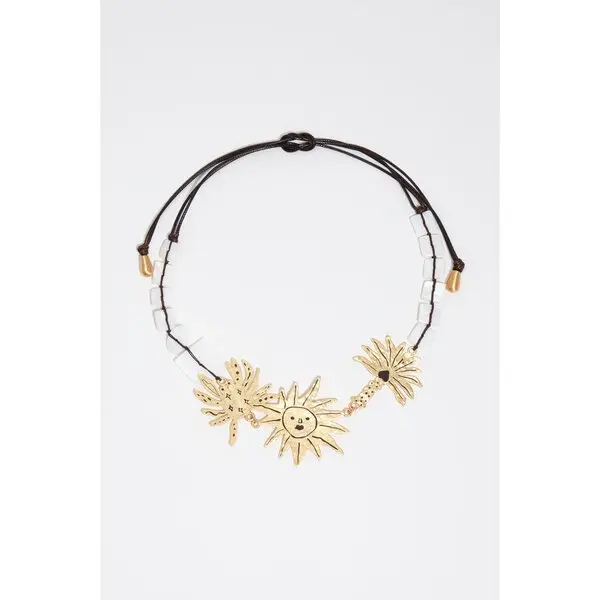 Bimba Y Lola Brushed Sun And Animal Necklace - Gold