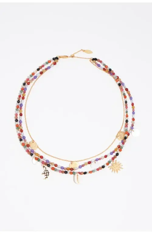 Bimba Y Lola Multicolor Stones Double-layer Necklace - Light Lilac
